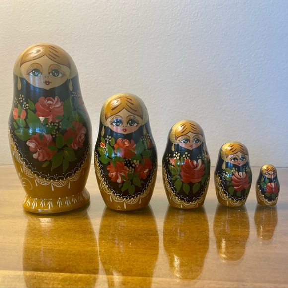 Art | Vintage Russian Matryoshka Hand Crafted Painted Wooden Stacking ...